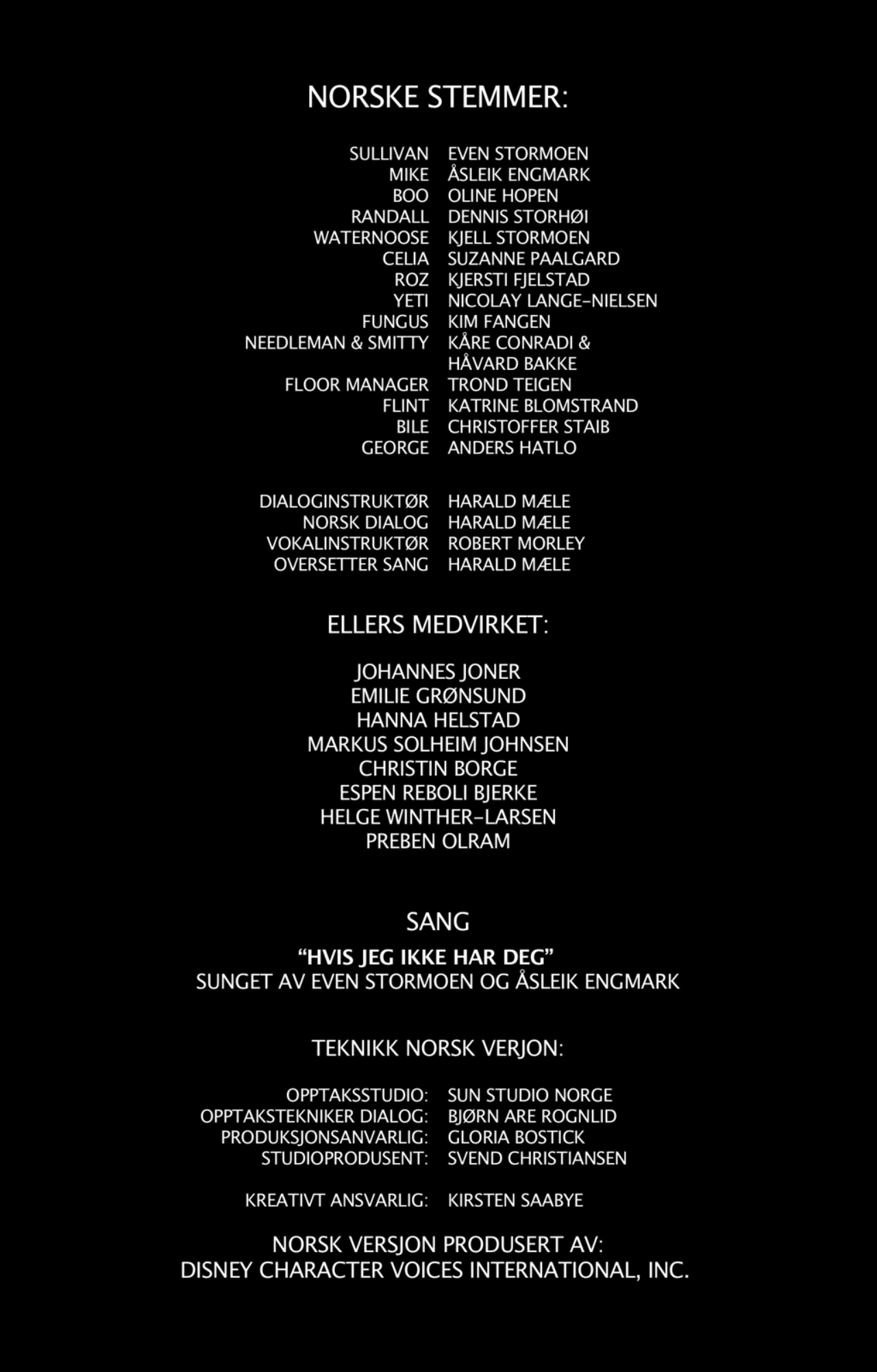 Image - Monsters Inc Norwegian Credits.png | Anime Voice-Over Wiki ... Image - Monsters Inc Norwegian Credits.png | Anime Voice-Over Wiki ...