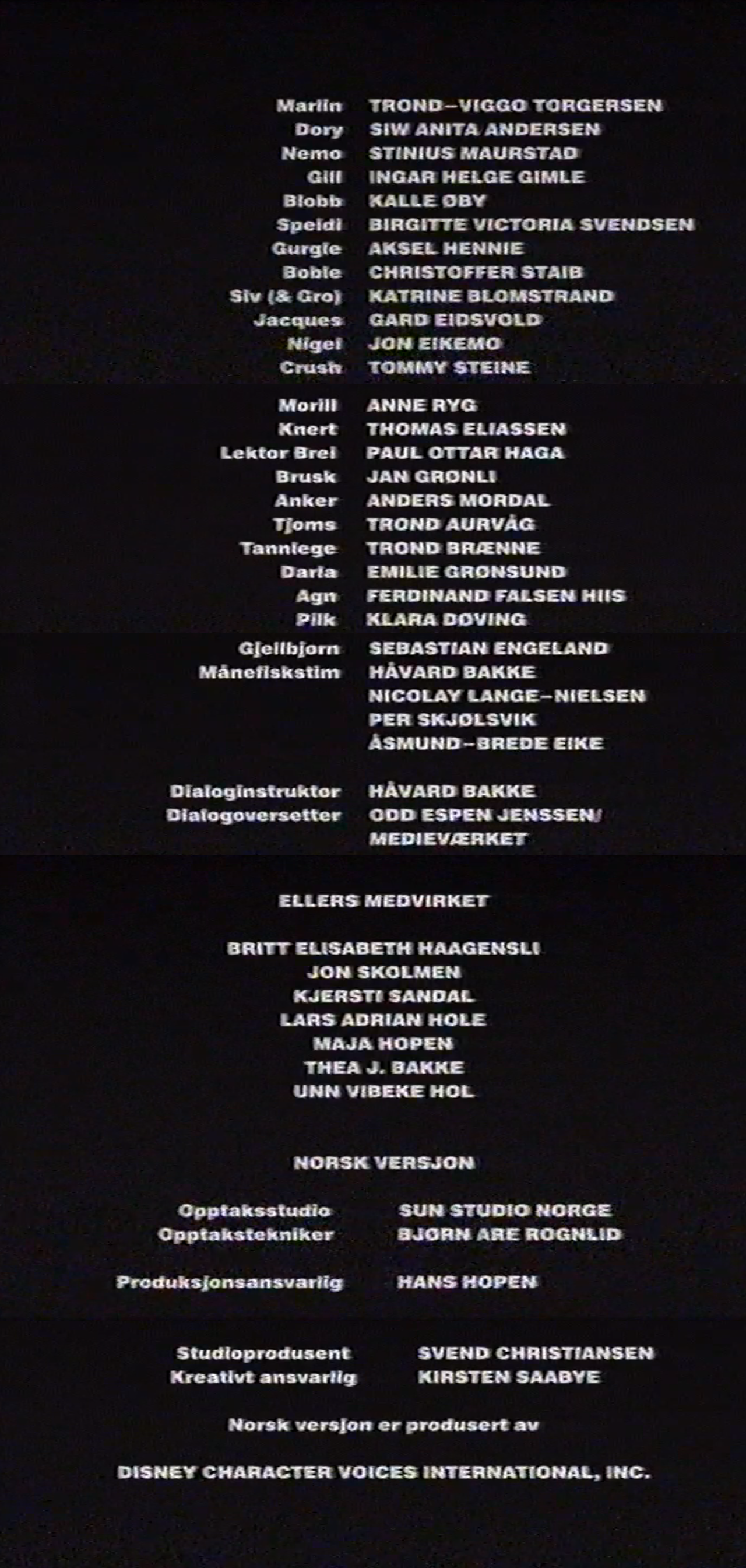 Image - Finding Nemo Norwegian Credits.png | Anime Voice-Over Wiki ... Image - Finding Nemo Norwegian Credits.png | Anime Voice-Over Wiki ...