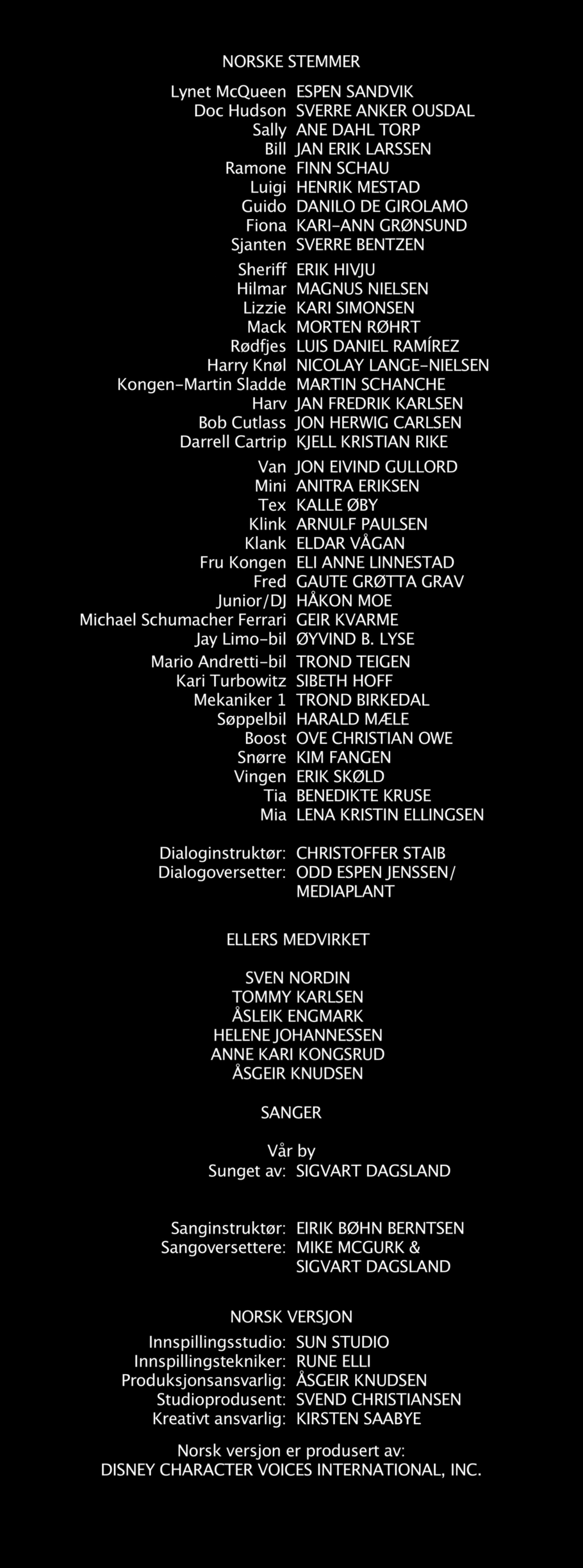 Image - Cars Norwegian Credits.png | Anime Voice-Over Wiki | FANDOM ... Image - Cars Norwegian Credits.png | Anime Voice-Over Wiki | FANDOM ...