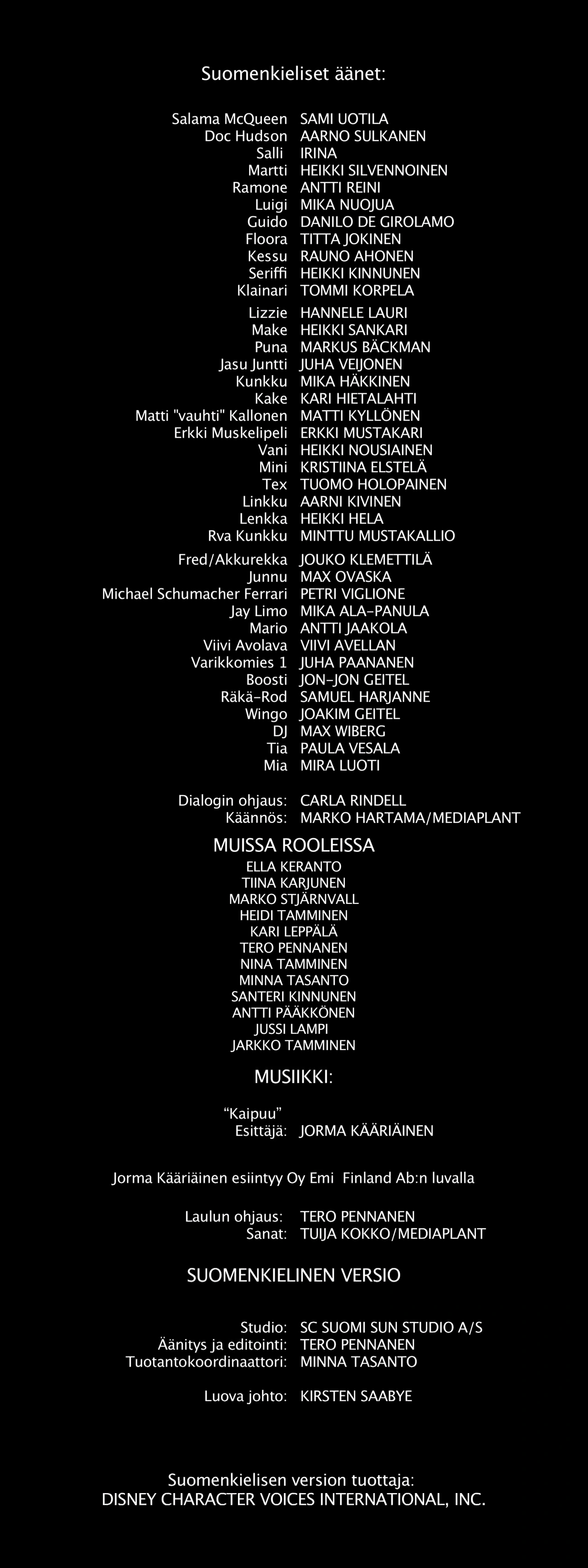 Image - Cars Finnish Credits.png | Anime Voice-Over Wiki | FANDOM ...