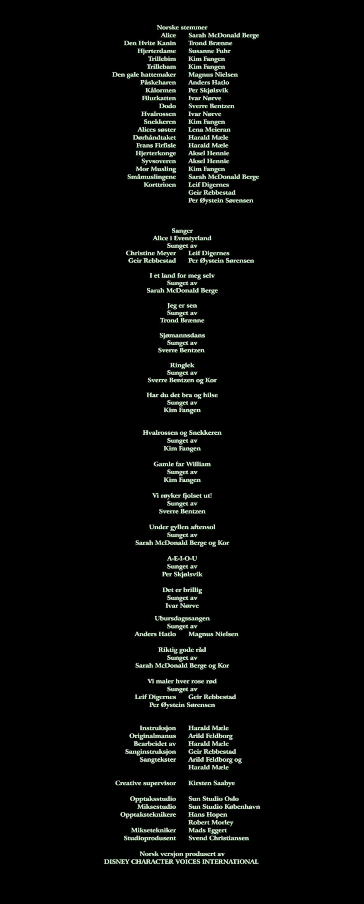 Image Alice In Wonderland 1951 Norwegian Creditspng Anime Voice Over Wiki Fandom Powered