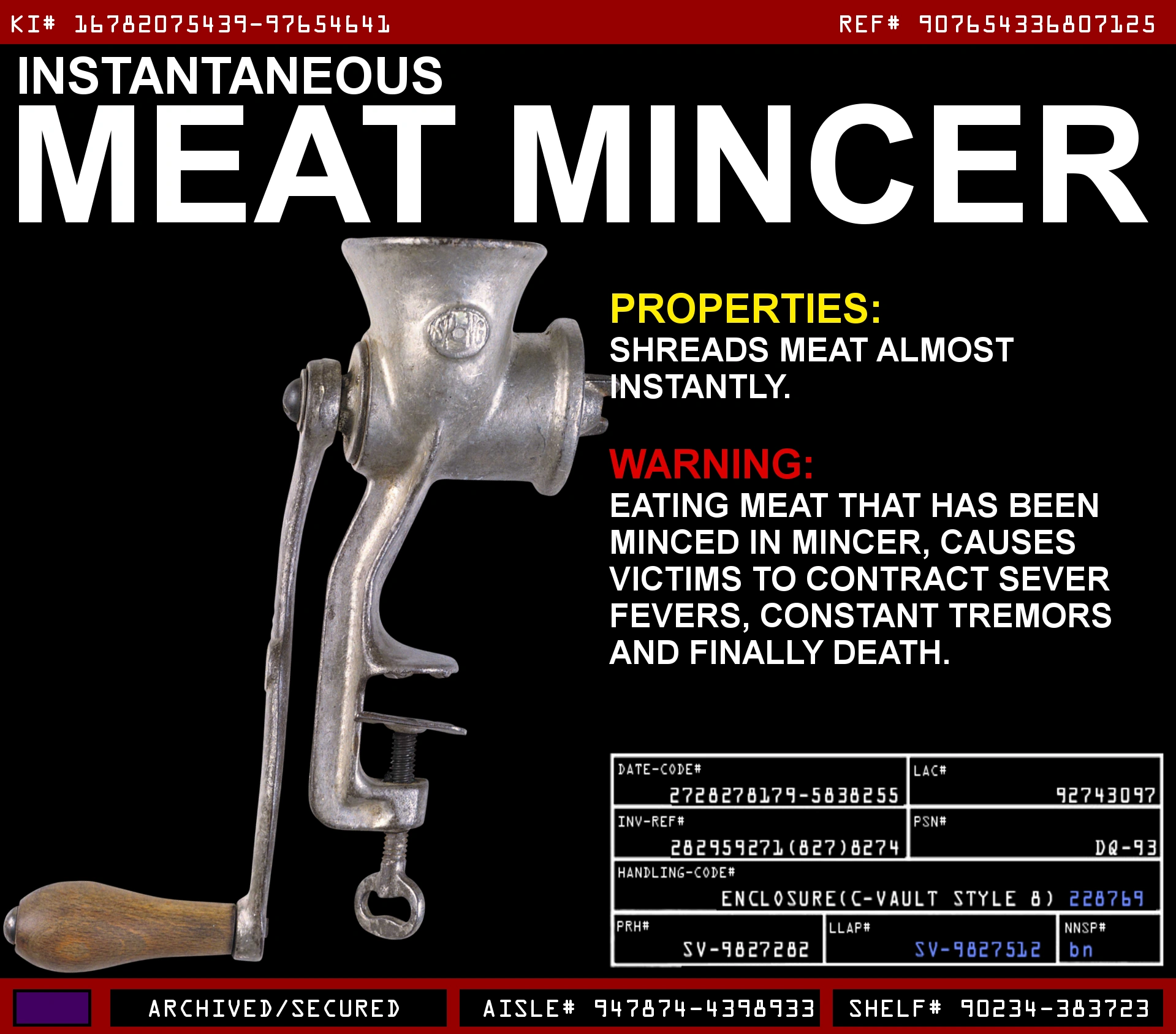 Instantaneous Meat Mincer | Warehouse 13 Artifact Database Wiki | Fandom