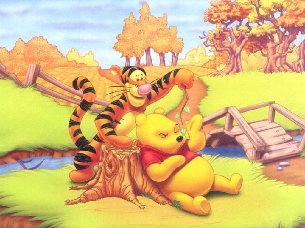 Image - Pooh Wallpaper - Pooh and Tigger in Fall.jpg | Winniepedia ...