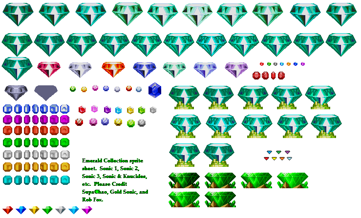 Image - Chaos Emeralds and Master Emerald Sprites.png | Www.dynapaul ...