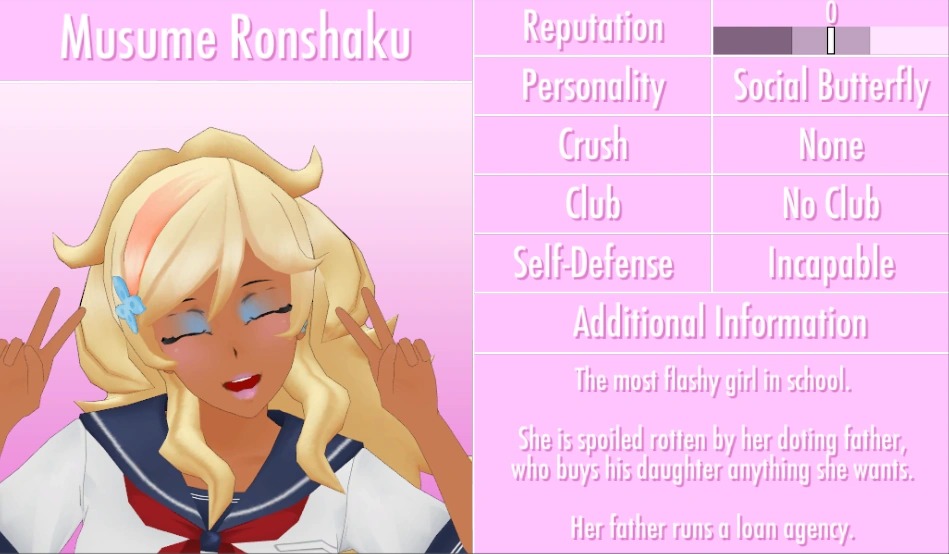 Image - 6-1-2016 Musume Ronshaku Profile.png | Yandere Simulator Wiki | FANDOM powered by Wikia