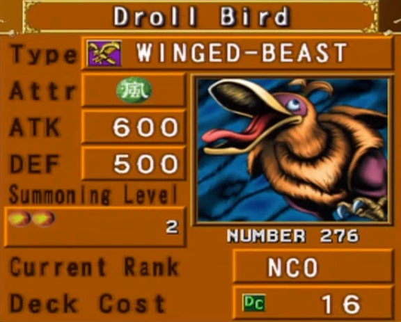 Droll Bird (DOR) | Yu-Gi-Oh! | FANDOM powered by Wikia
